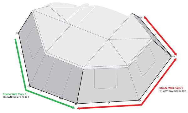270 Degree Awning Shade Walls, fits XL Driver Side Only, Door & Wall,